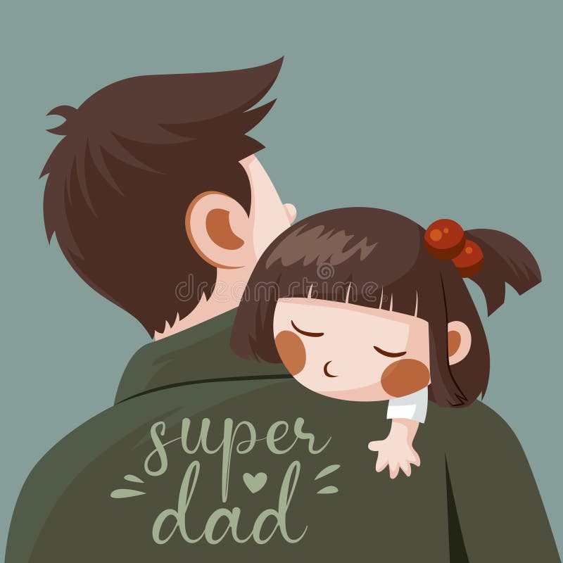 Happy Father Day. My Dad is My Hero, I Love Dad. Illustration of a ...