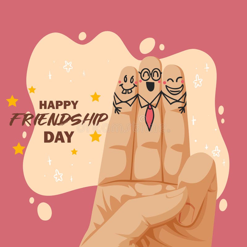 Happy Friendship Day Illustration Poster of Fingers Embracing Each ...