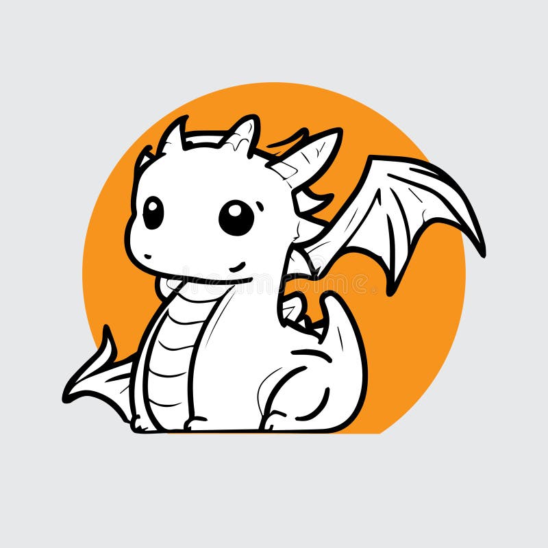 Cute Dragon Drawing Child Use Editable Stock Vector - Illustration of ...