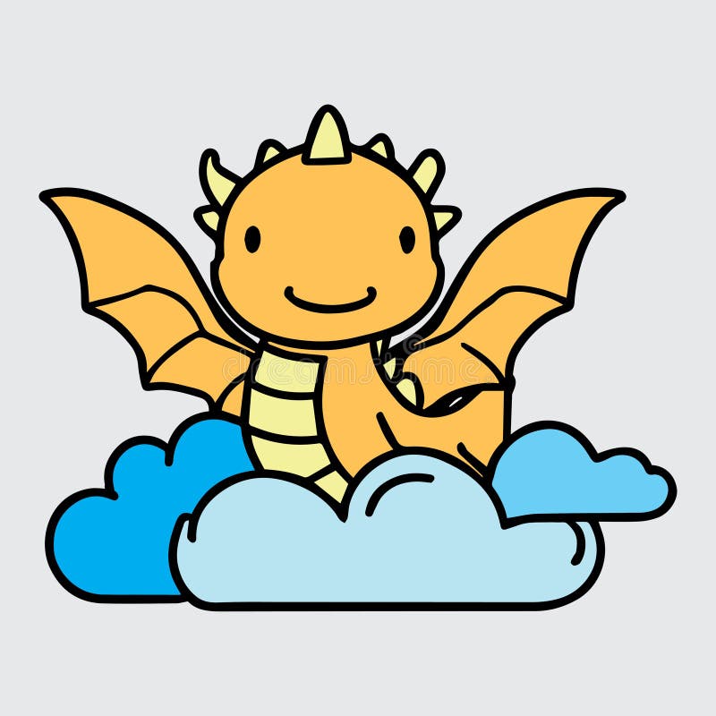 Cute Dragon Drawing Child Use Editable Stock Vector - Illustration of ...