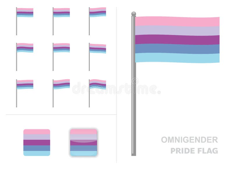 Gender Identity Pride Flag Waving Animation App Icon Vector Stock