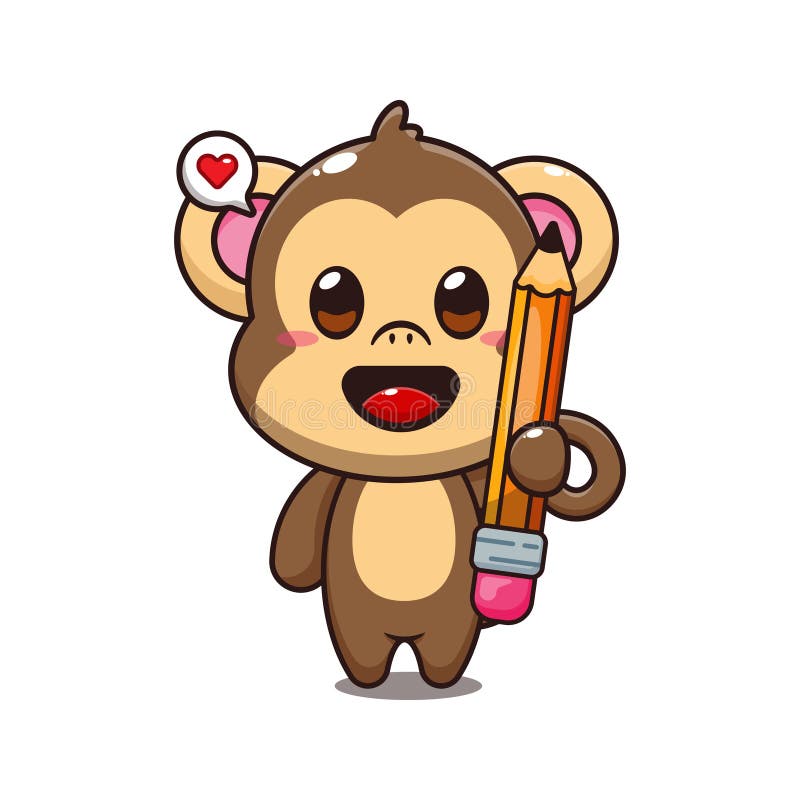Cute Monkey Holding Money Cartoon Vector Illustration. Stock Vector - Illustration of safari ...