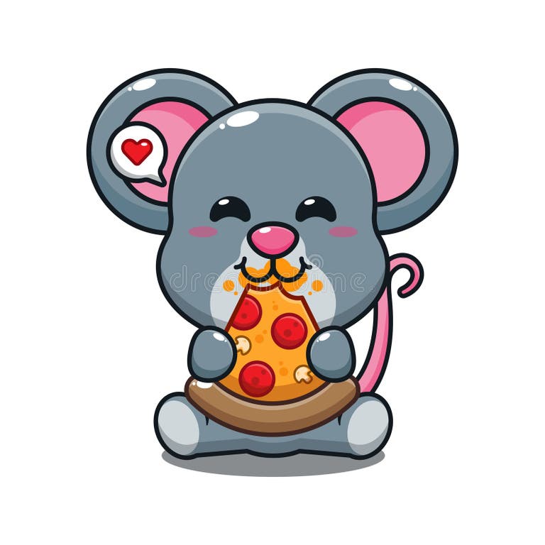 Cute Mouse Eating Pizza Cartoon Vector Illustration. Stock Vector ...