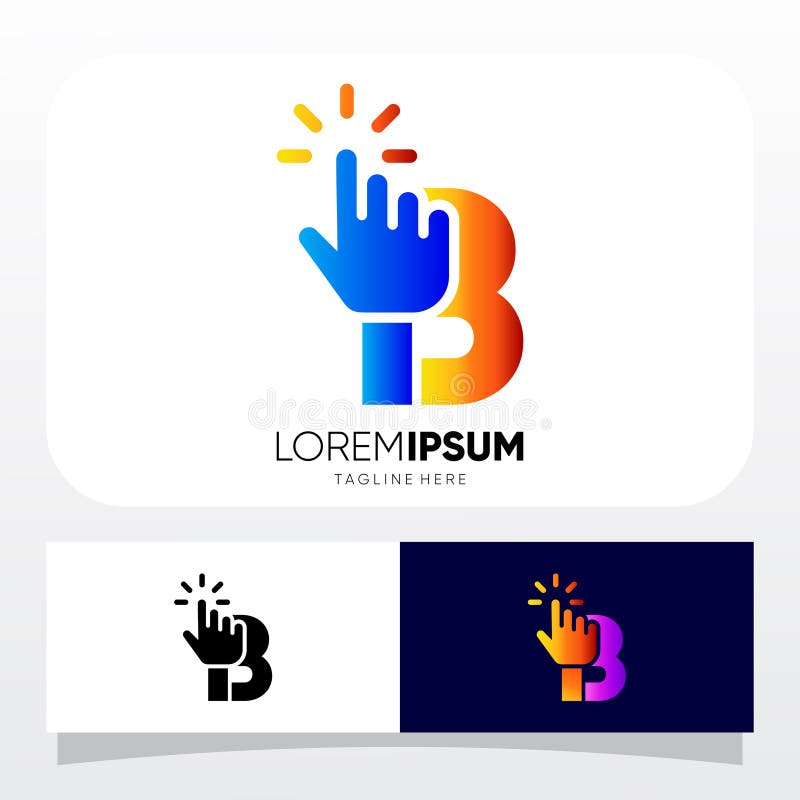 Letter B Hand Clicking Finger Cursor Mouse Logo Design Vector Icon ...