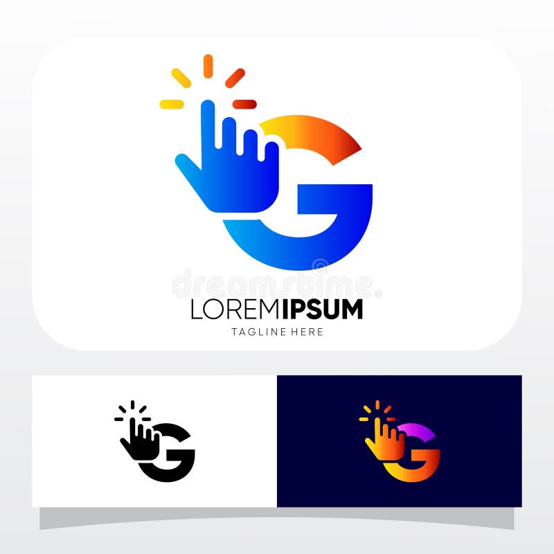 Letter G Hand Clicking Finger Cursor Mouse Logo Design Vector Icon ...