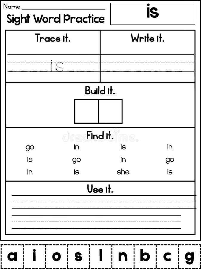 Sight Word Practice Trace it, Write it, Build it,Find it,Use it. Stock ...