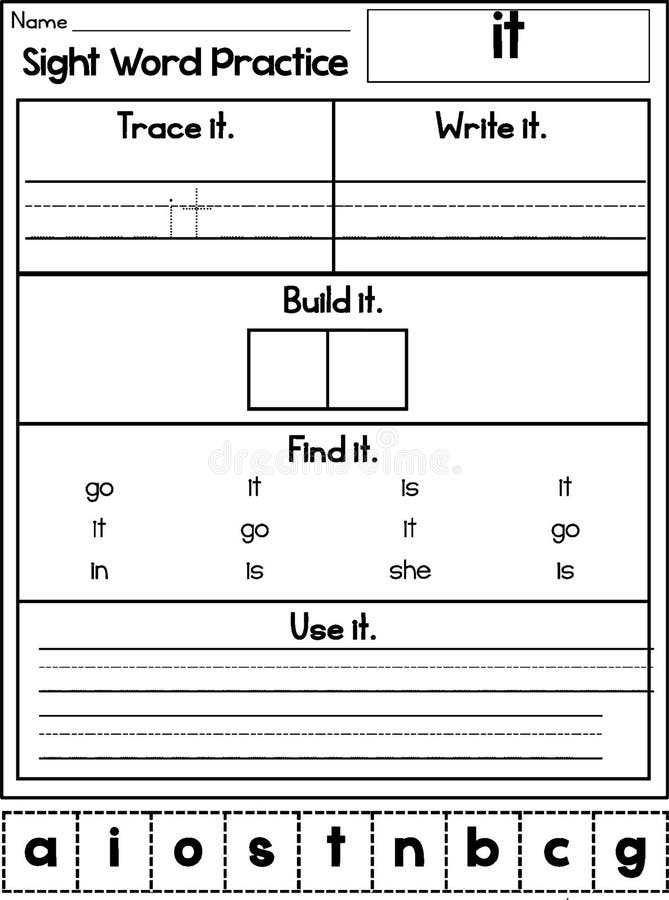 Sight Word Practice Trace it, Write it, Build it,Find it,Use it. Stock ...