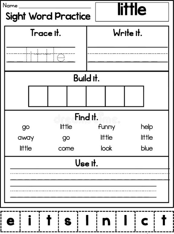 Sight Word Practice Trace it, Write it, Build it,Find it,Use it. Stock ...