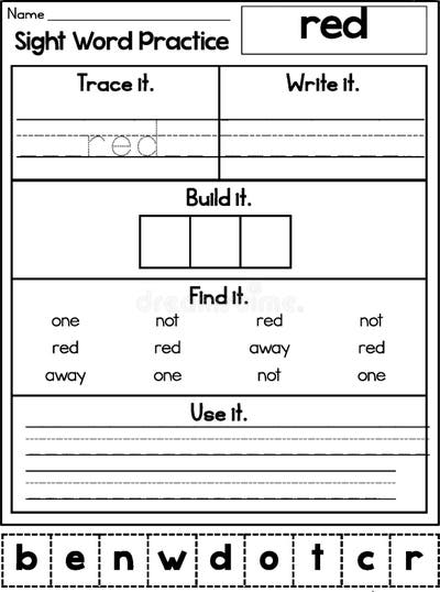 Sight Word Practice Trace it, Write it, Build it,Find it,Use it. Stock ...