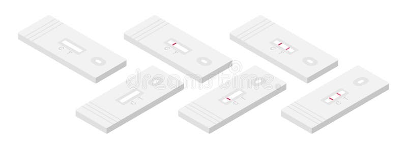 Set of Rectangle Pregnancy Test Results Isometric Vector Illustration ...