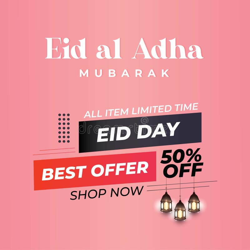 Eid Al ADHA Mubarak Sale Poster 50 Off Stock Vector - Illustration of ...