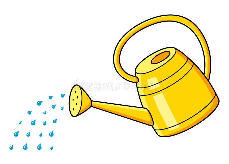 Yellow Watering Can and Water Drops Stock Vector - Illustration of ...