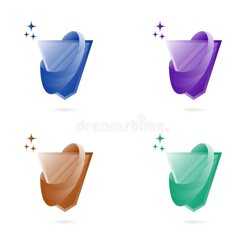 Collection Shiny Crystal Shield with Circle Illustration Stock Vector ...