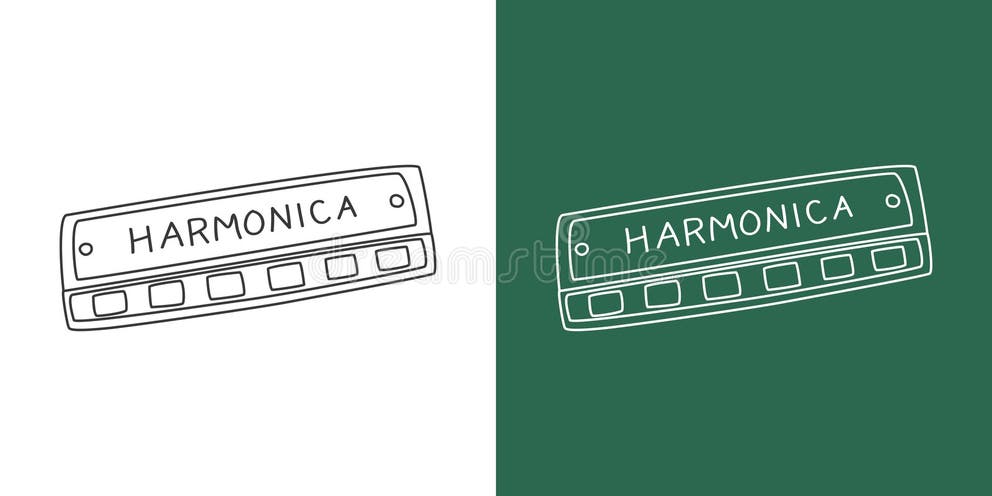 Harmonica Line Drawing Cartoon. Woodwind Instrument Harmonica Clipart ...