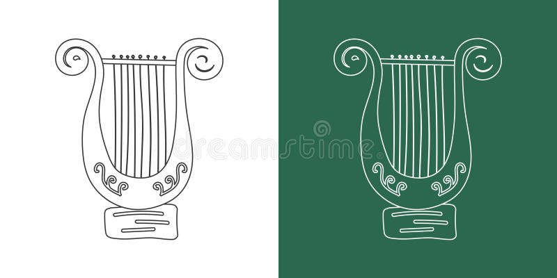 Musical String Instruments Line Drawing Vector Set. Violin, Cello ...