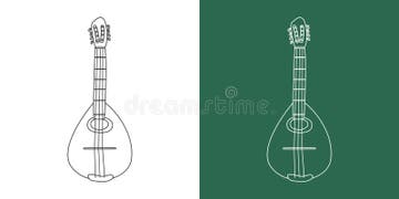 Mandolin Line Drawing Cartoon Style. String Instrument Mandolin Clipart ...