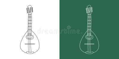 Mandolin Line Drawing Cartoon Style. String Instrument Mandolin Clipart ...