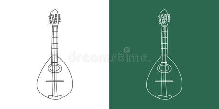 Mandolin Line Drawing Cartoon Style. String Instrument Mandolin Clipart ...