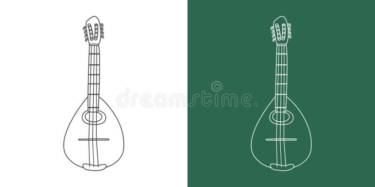 Mandolin Line Drawing Cartoon Style. String Instrument Mandolin Clipart ...