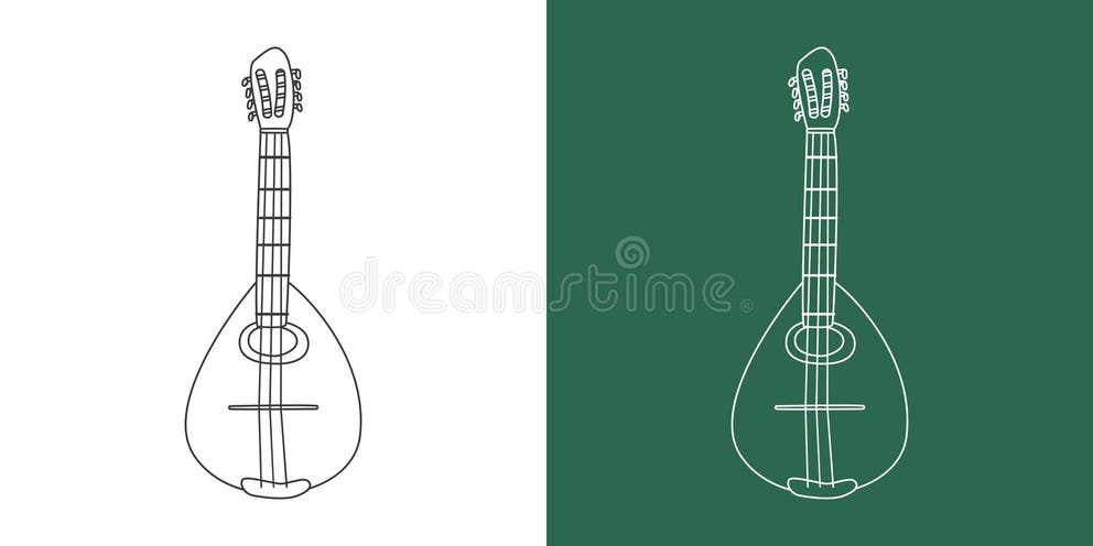 Mandolin Line Drawing Cartoon Style. String Instrument Mandolin Clipart ...