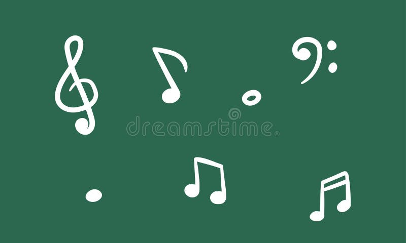 Musical Notations Hand Drawn Vector Set. Treble Clef, Bass Clef, Eighth ...