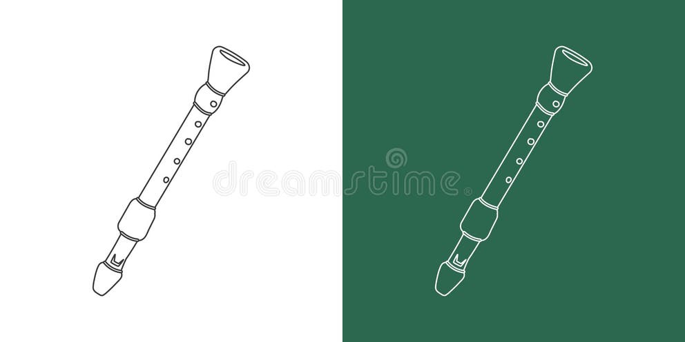 Recorder Line Drawing Cartoon Style. Woodwind Instrument Flute Recorder ...