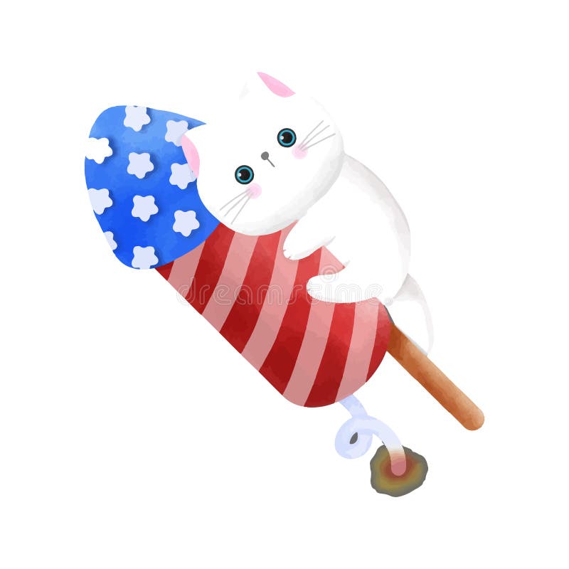Happy 4th of July Cute Cat Vector Illustration Stock Vector ...