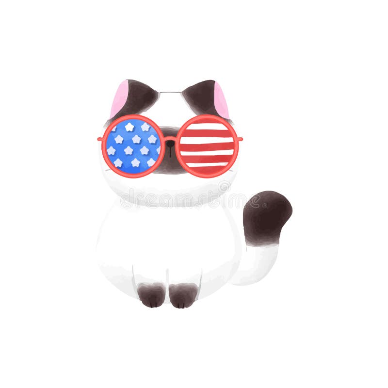 Happy 4th of July Cute Cat Vector Illustration Stock Vector ...