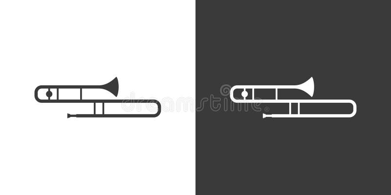 Trombone Flat Web Icon. Tenor Trombone Logo Design. Brass Instrument ...