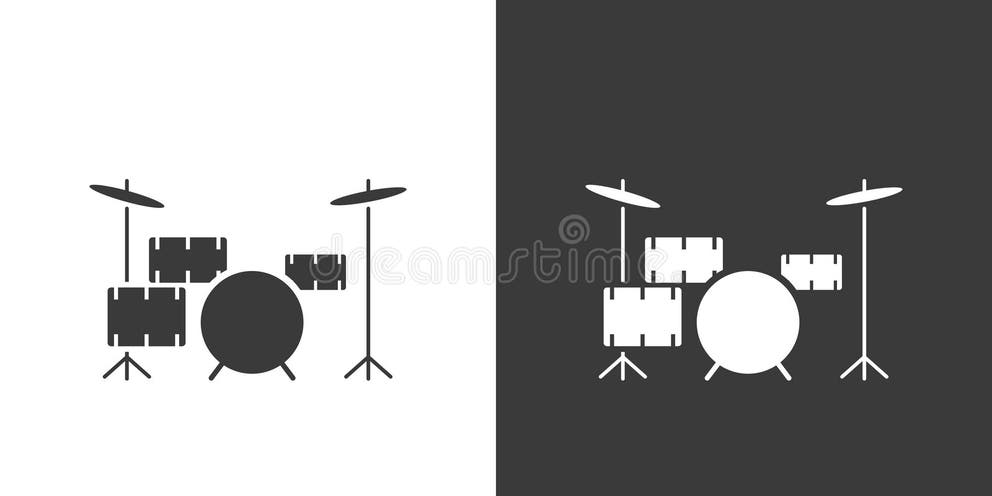 Drum Kit Flat Web Icon. Drum Kit Logo. Percussion Instrument Drum Set ...