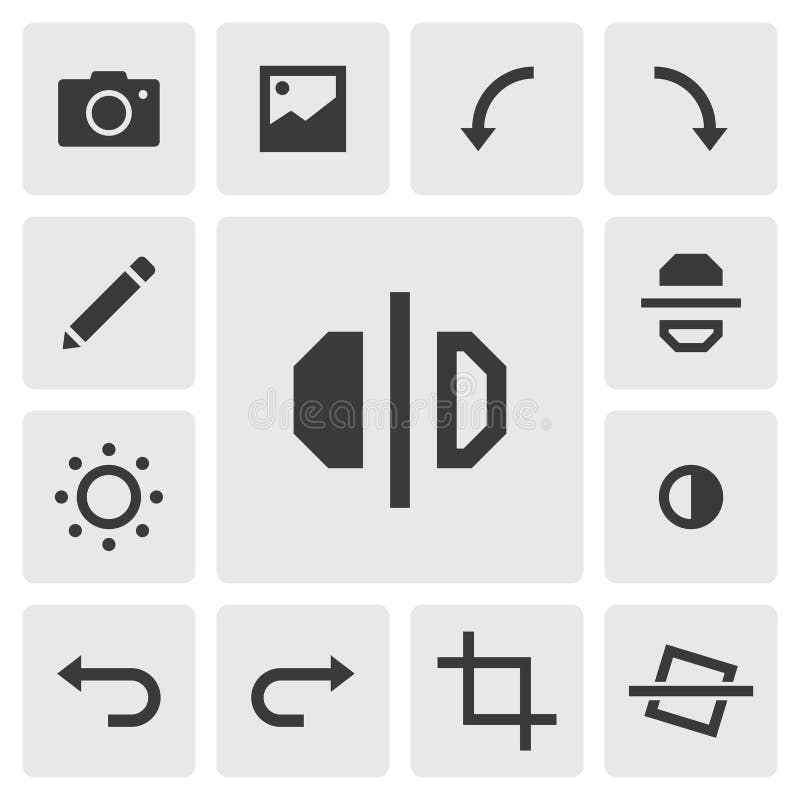 Flip Horizontal Icon Vector Design. Set of Photo Editor App Icons ...