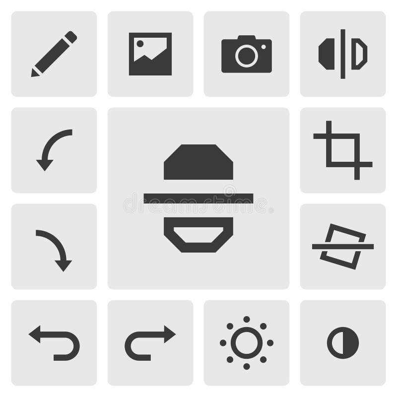 Photo Editor App Icon Set. Crop, Flip, Rotate, Filter, Brightness ...