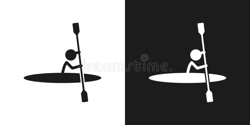 Canoeing Icon Pictogram Vector Design. Stick Figure Man Canoe Rider ...