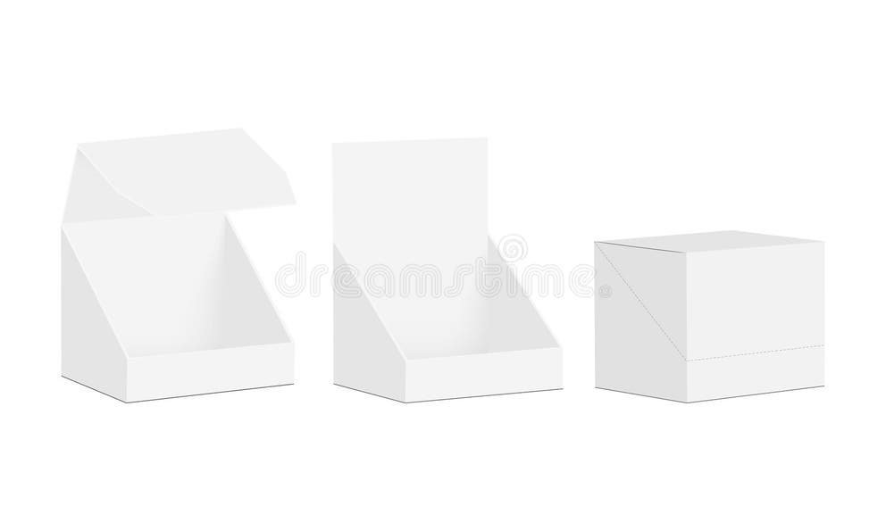 Square Counter Display Box Mockup, Opened and Closed Stock Vector ...