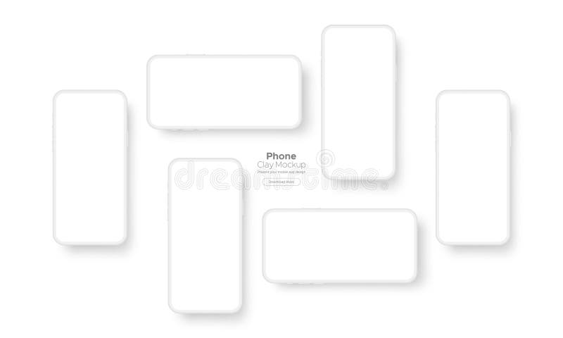 Clay Smartphones with Blank Screens. Template for Web Banner or ...