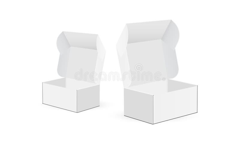 Empty Packaging Boxes, Side View, Isolated on White Background Stock ...