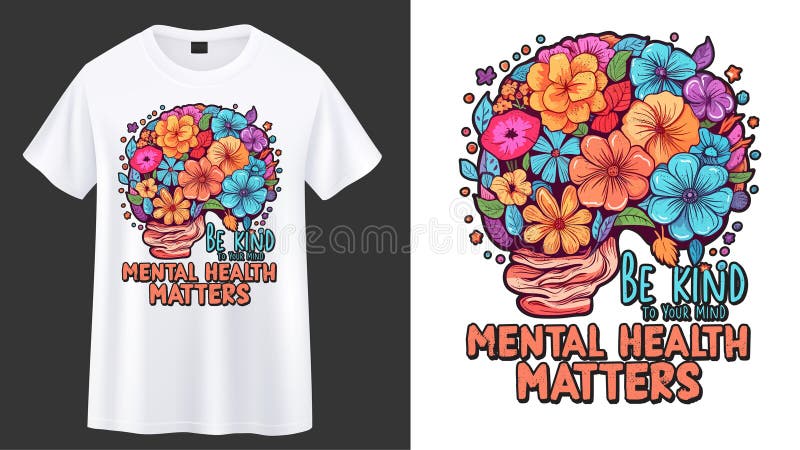 Mental Health T-shirt Design, Floral Mind Mental Health T-shirt Design ...