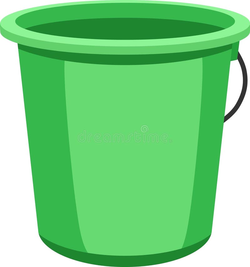 Green Water Bucket Home Utensil Vector Stock Vector - Illustration of ...
