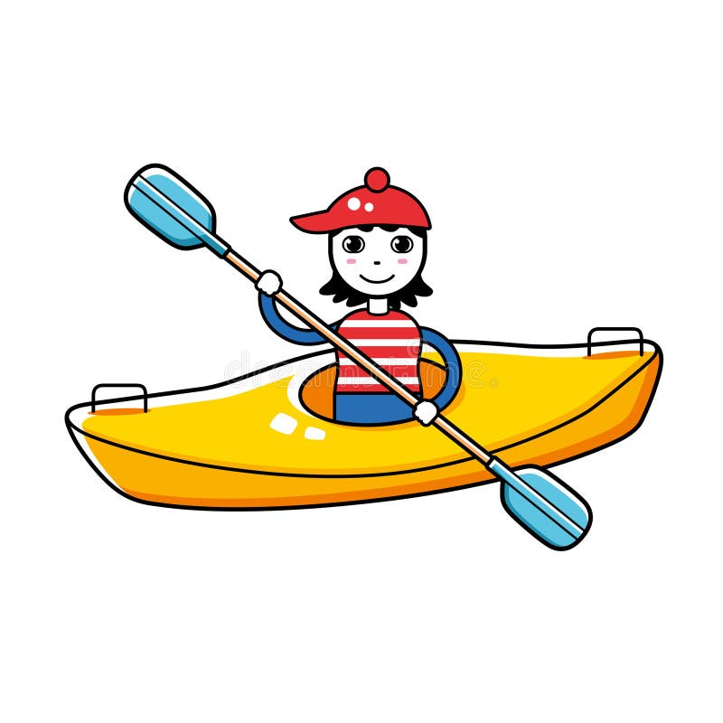 Cartoon Girl Paddling Kayak Stock Illustrations – 31 Cartoon Girl ...