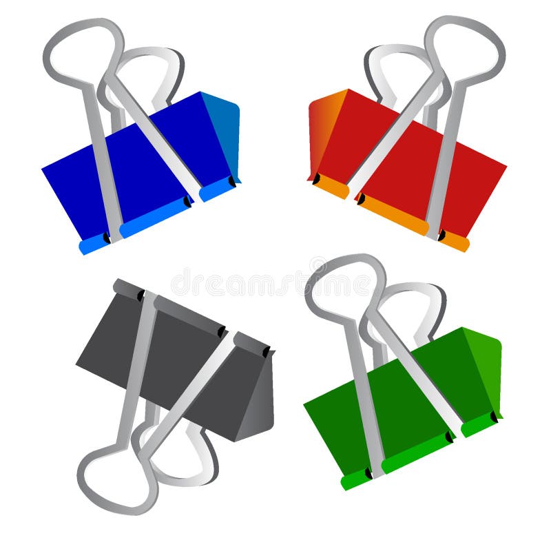 3d Paper Clip Set, Clipper Stationery Item Four Color Shape Stock ...