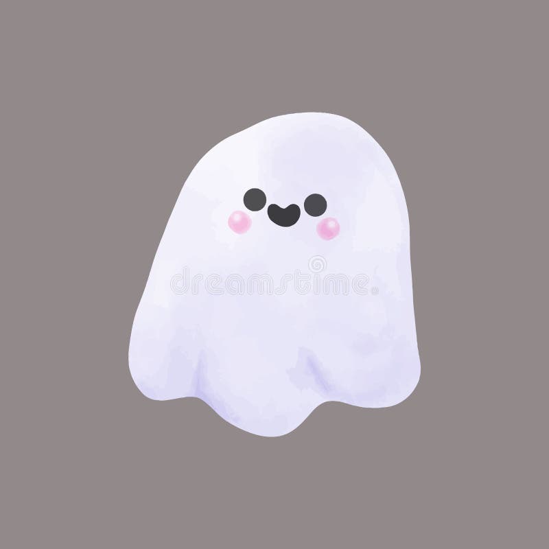 Little Cute Ghosts Happy Halloween Watercolor Halloween Scary Ghostly ...