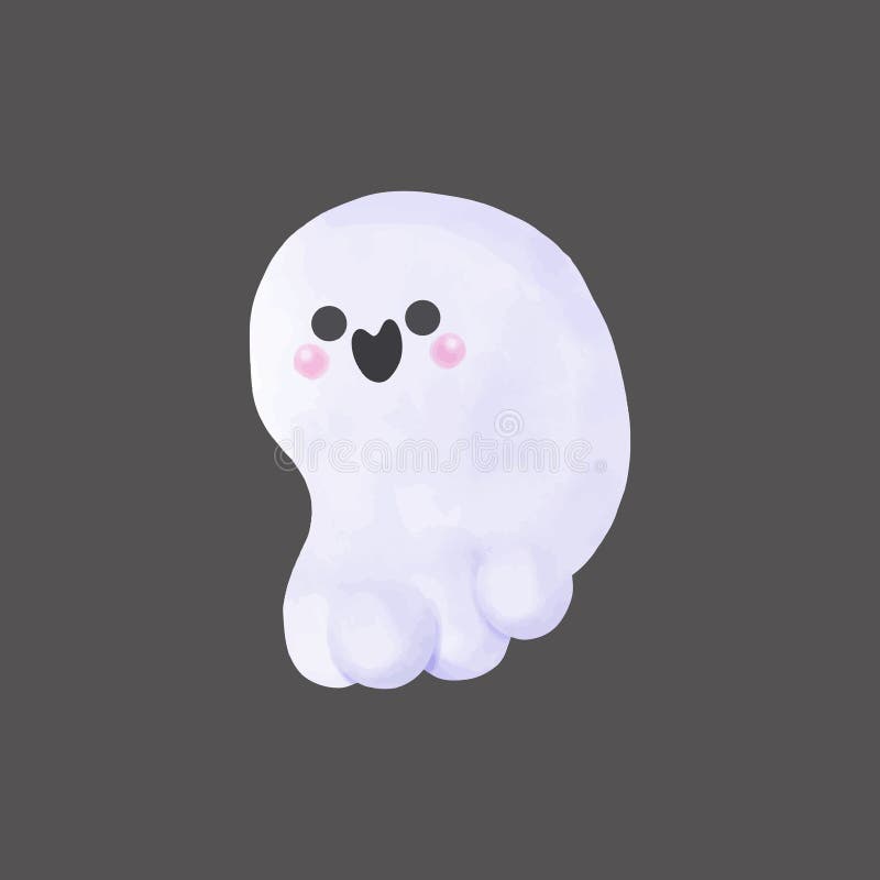 Little Cute Ghosts Happy Halloween Watercolor Halloween Scary Ghostly ...