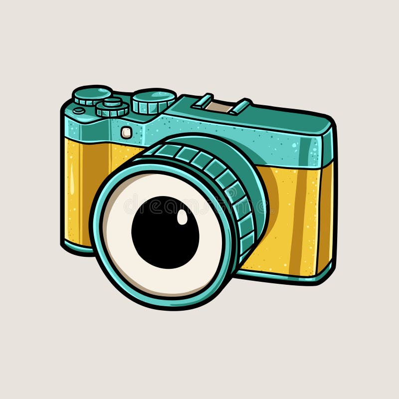 Doodle a camera lens-eyed stock vector. Illustration of logo - 283333954