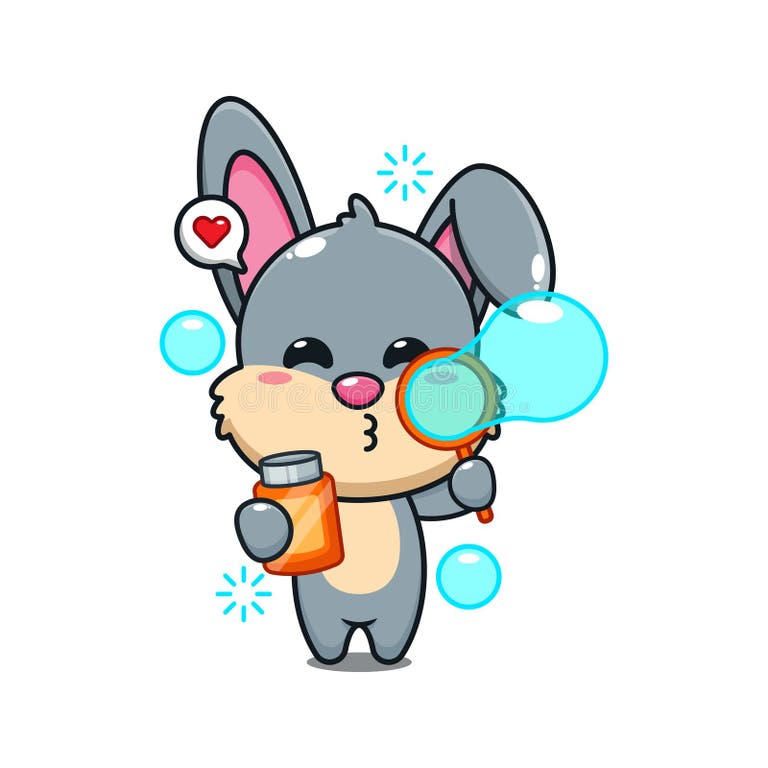 Cute Rabbit Blowing Bubbles Cartoon Vector Illustration. Stock Vector ...