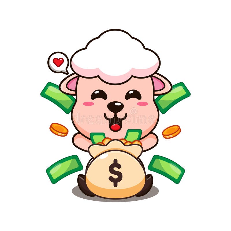 Cute Pig with Money Bag Cartoon Vector Illustration. Stock Vector ...