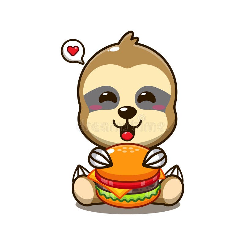 Cute Sloth with Cup Cake Cartoon Vector Illustration. Stock Vector ...