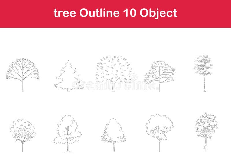 Tree Line Drawing, Side View, Graphics Trees Elements Single Object ...