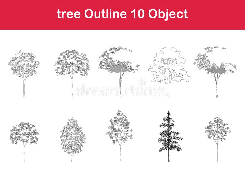 Tree Line Drawing Side View Graphics Stock Vector - Illustration of ...