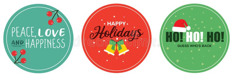 Christmas Round Stickers Design Stock Vector - Illustration of ...
