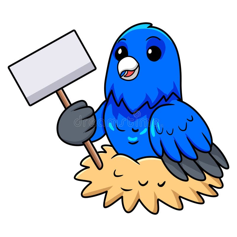 Cute Blue Factor Canary Cartoon Holding Blank Sign Stock Vector ...